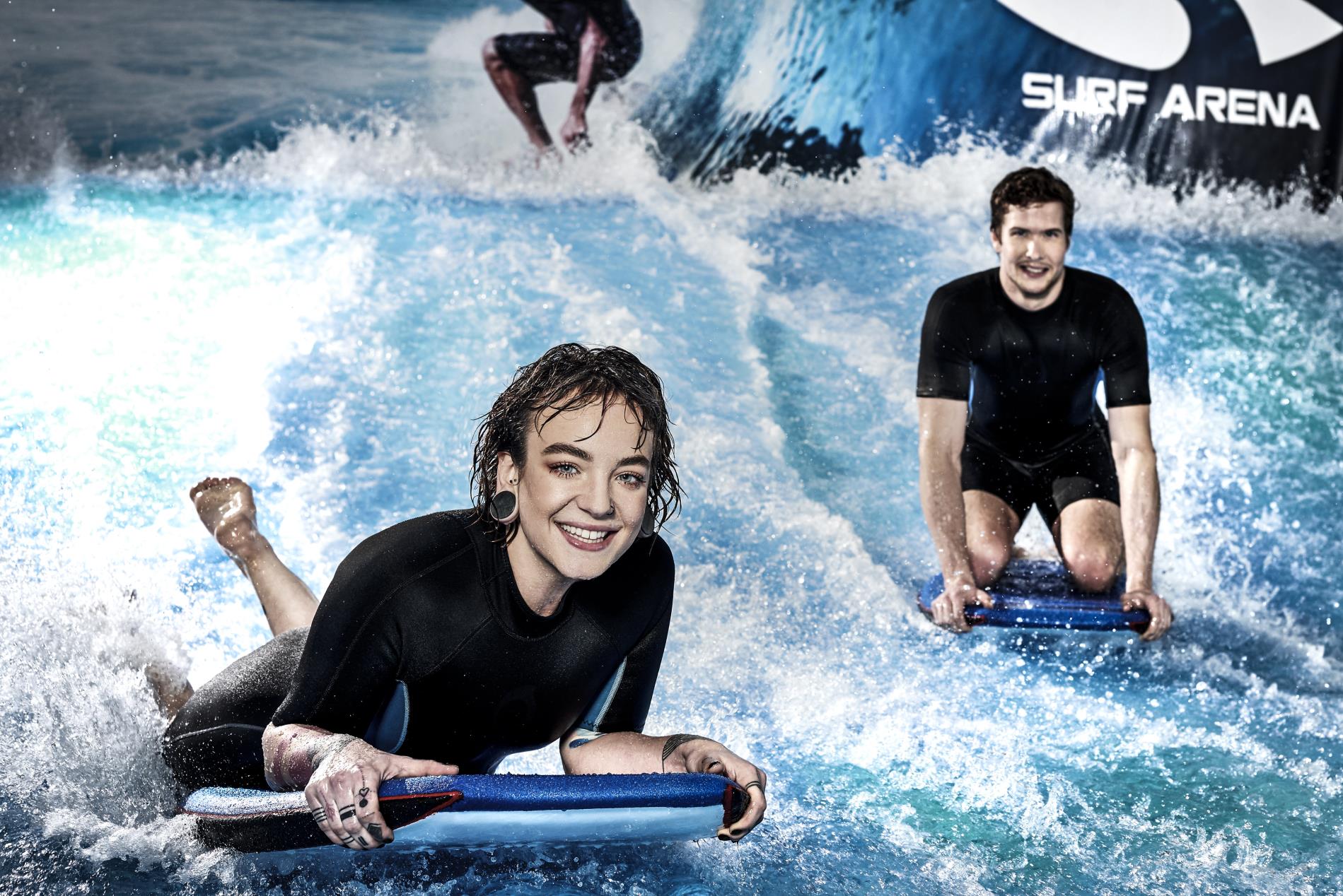 Fun in Prague. Surfing lesson on artificial wave