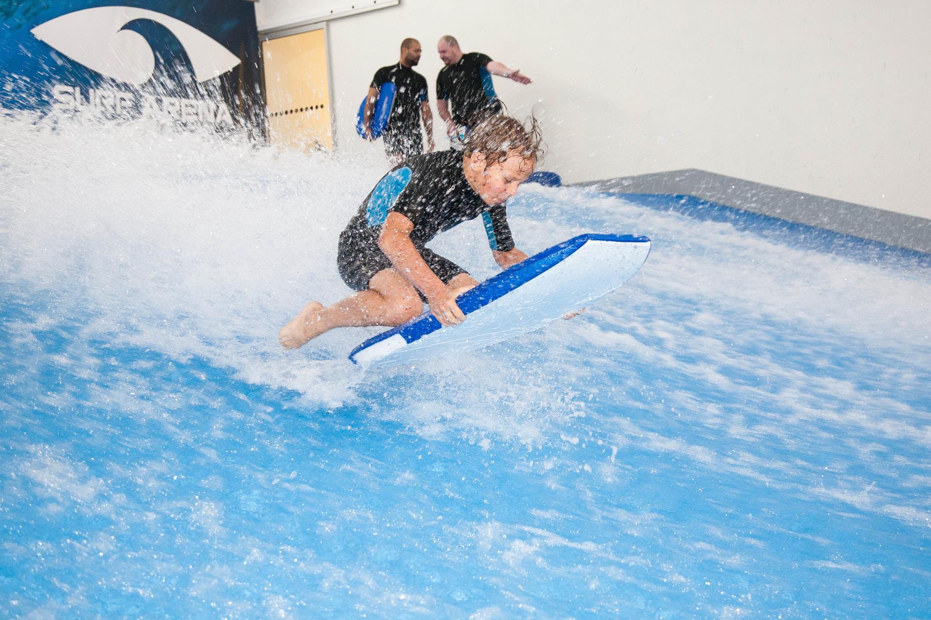 Fun in Prague. Surfing lesson on artificial wave