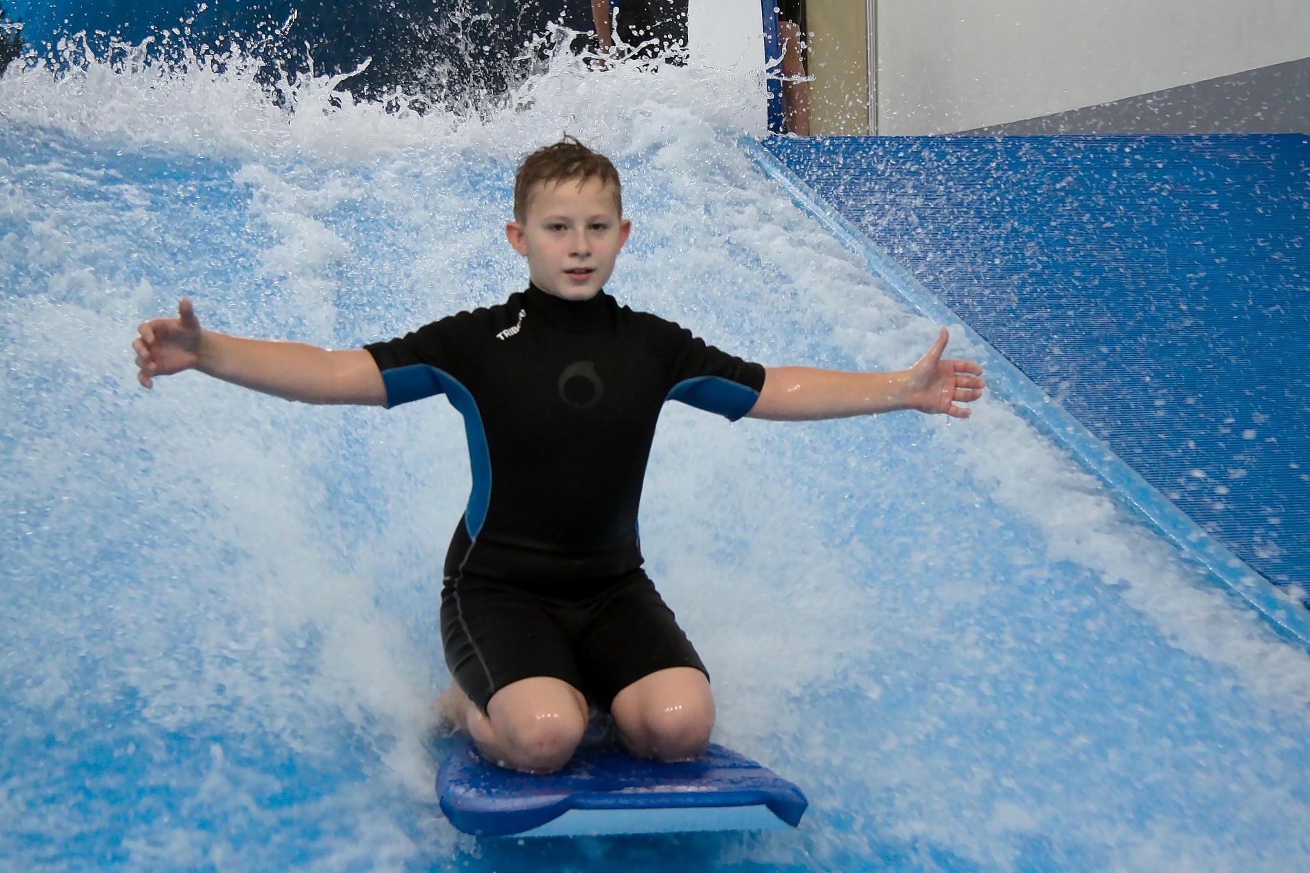 Fun in Prague. Surfing lesson on artificial wave