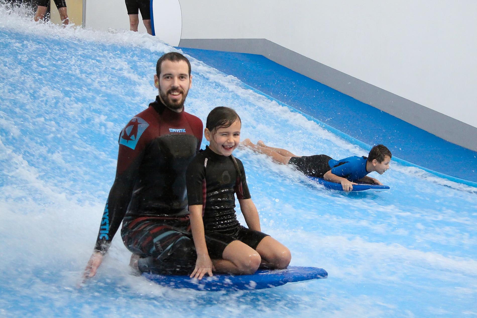 Fun in Prague. Surfing lesson on artificial wave